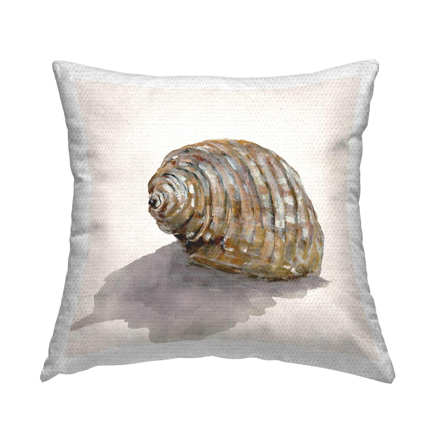 Curved Seashell on Beige Outdoor Printed Pillow Design by Jacob Q, 18 x ...