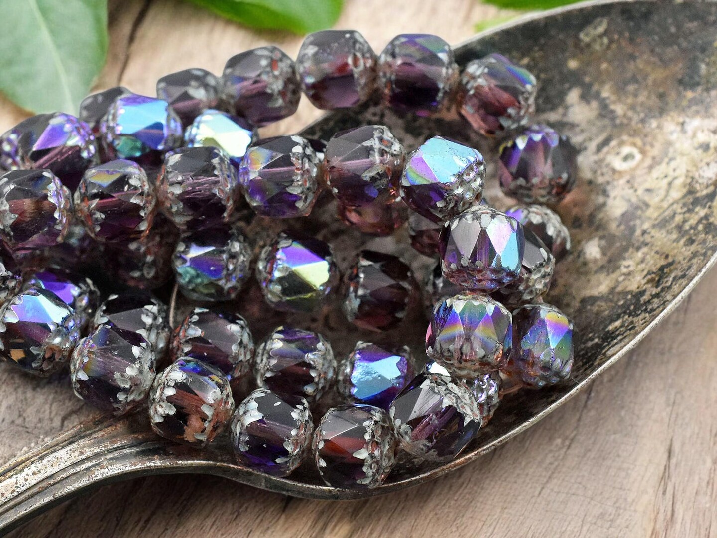 *15* 8mm Amethyst Picasso AB Fire Polished Cathedral Beads | Michaels