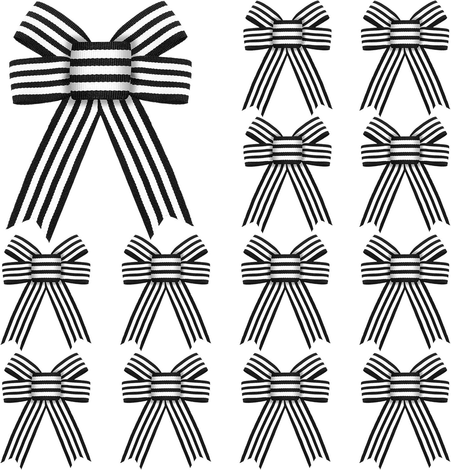 12 Pieces Christmas Tree Bow Buffalo Burlap bows Black and White Stripe ...