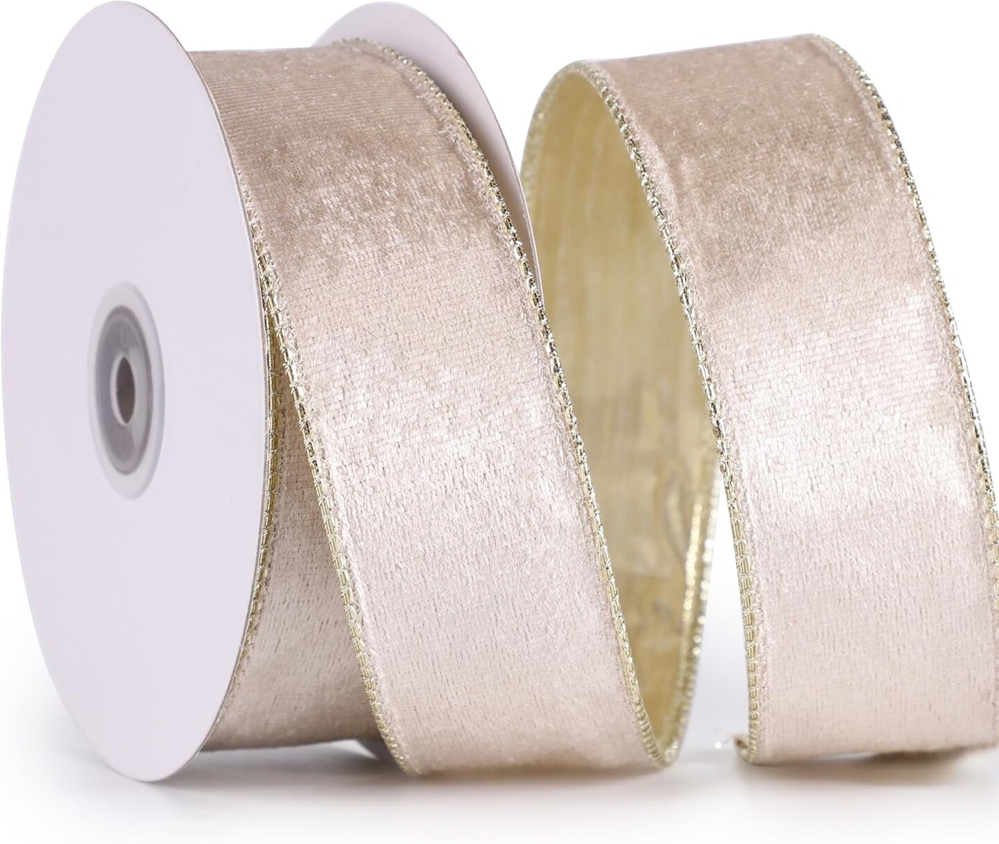 Champagne Gold Velvet Ribbon Wired 1.5" X 10 Yards Champagne Christmas ...