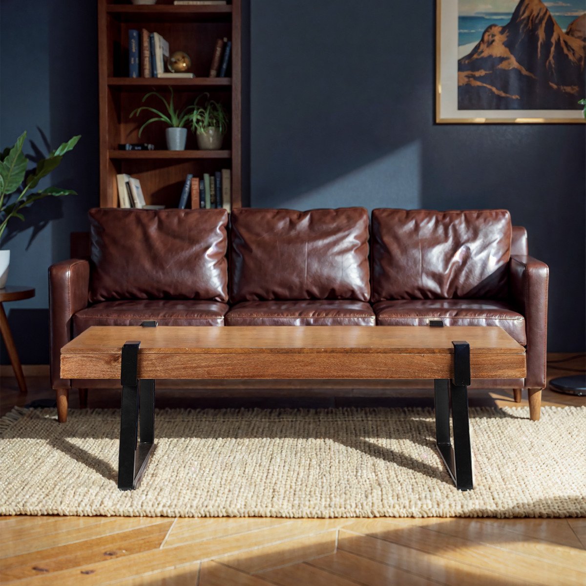 Mangoluxe 46" Coffee Table Brown Modern Wood Living Room Office ...