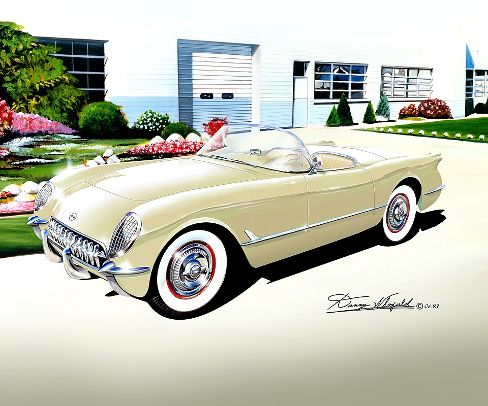 1954-1955 C1 Chevrolet Corvette Convertible - Fiesta Cream - Art Print ...
