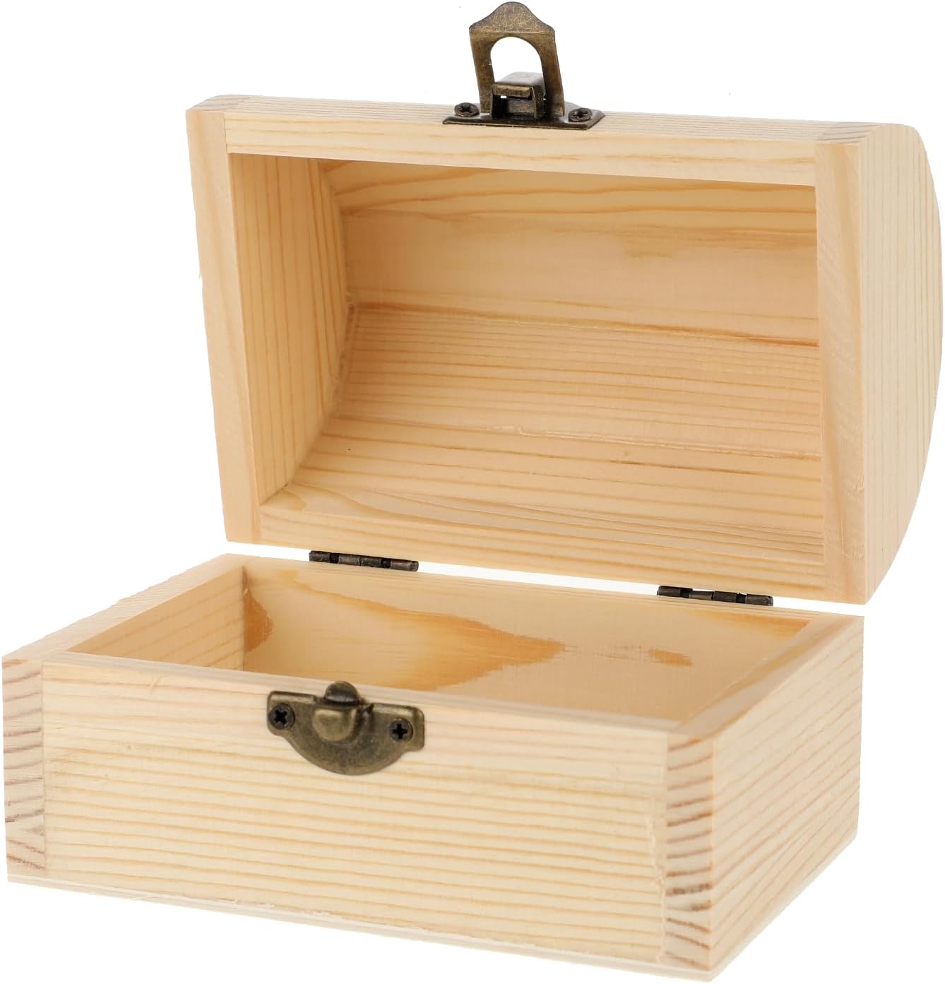 Wood Treasure Chest Decorative Pine Wood Box Jewelry Gift Storage Plain ...