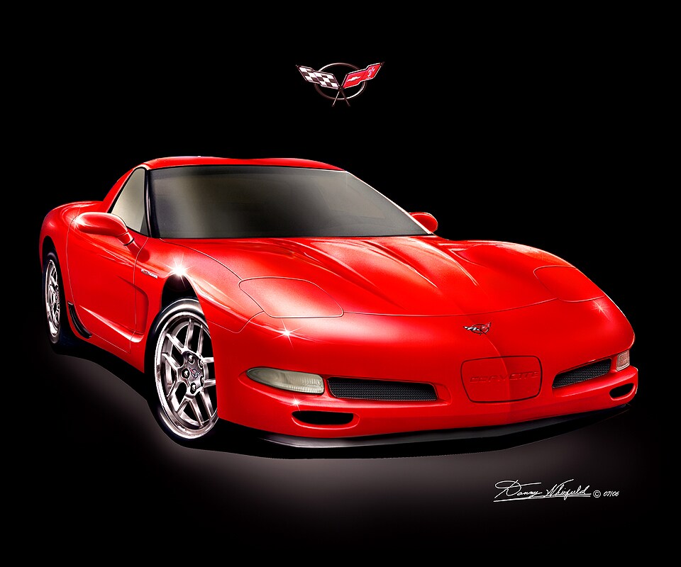 2002-2004 C5 Chevrolet Corvette Z06 - Torch Red - Art Print by Danny ...