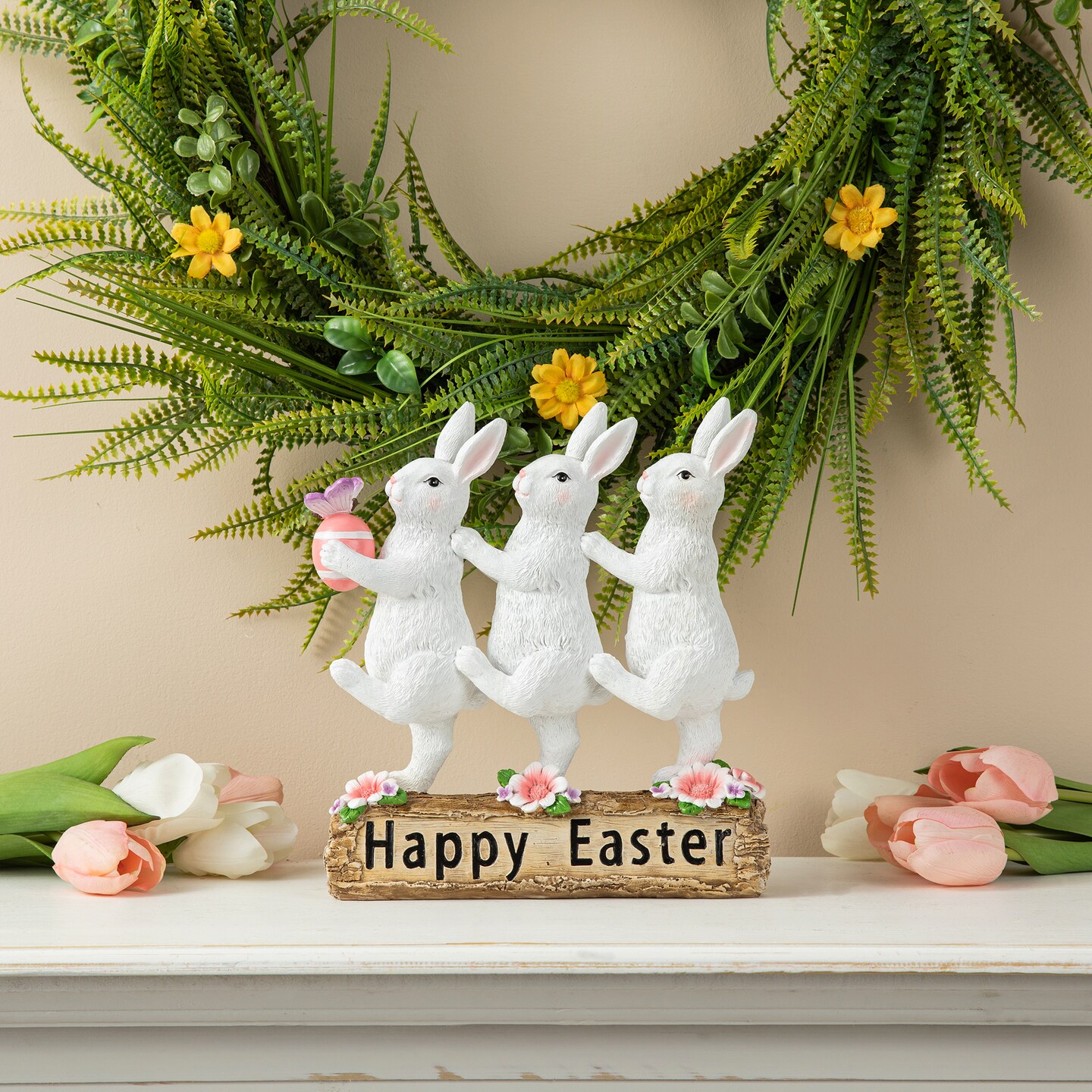 9.25"H Easter Resin Triple Bunny Table Decor | Michaels