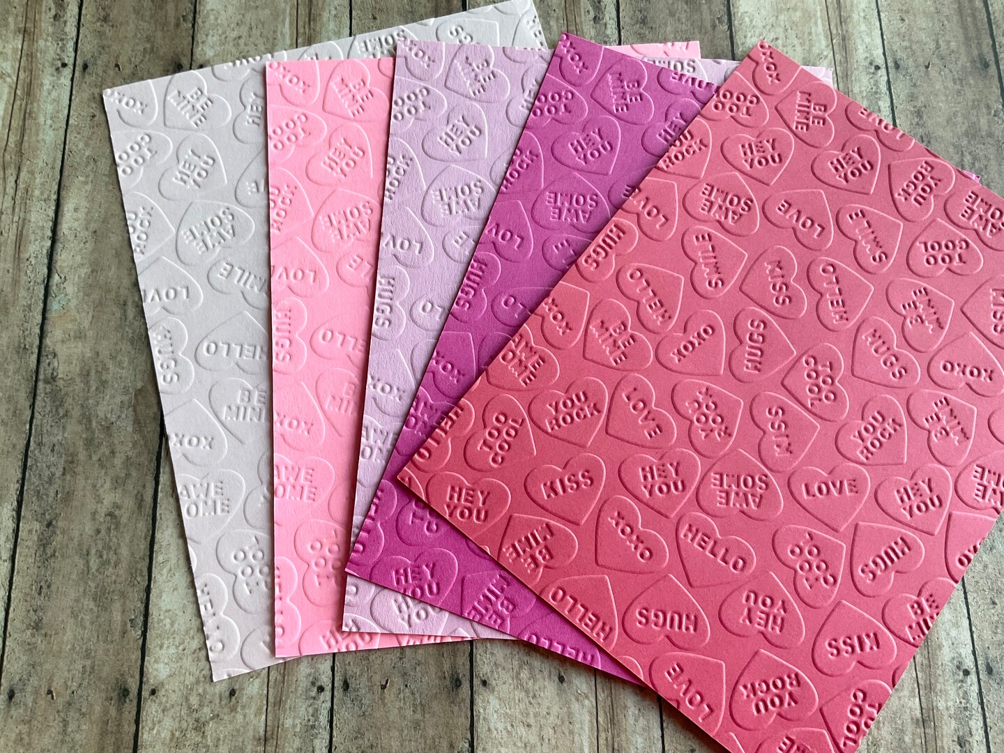 Conversation Heart Hand Embossed Paper, A2 Textured Card Fronts ...