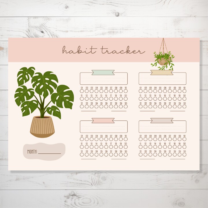 Monthly Plant Habit Tracker Sticker Sheet, Goal Tracker, Health Tracker ...