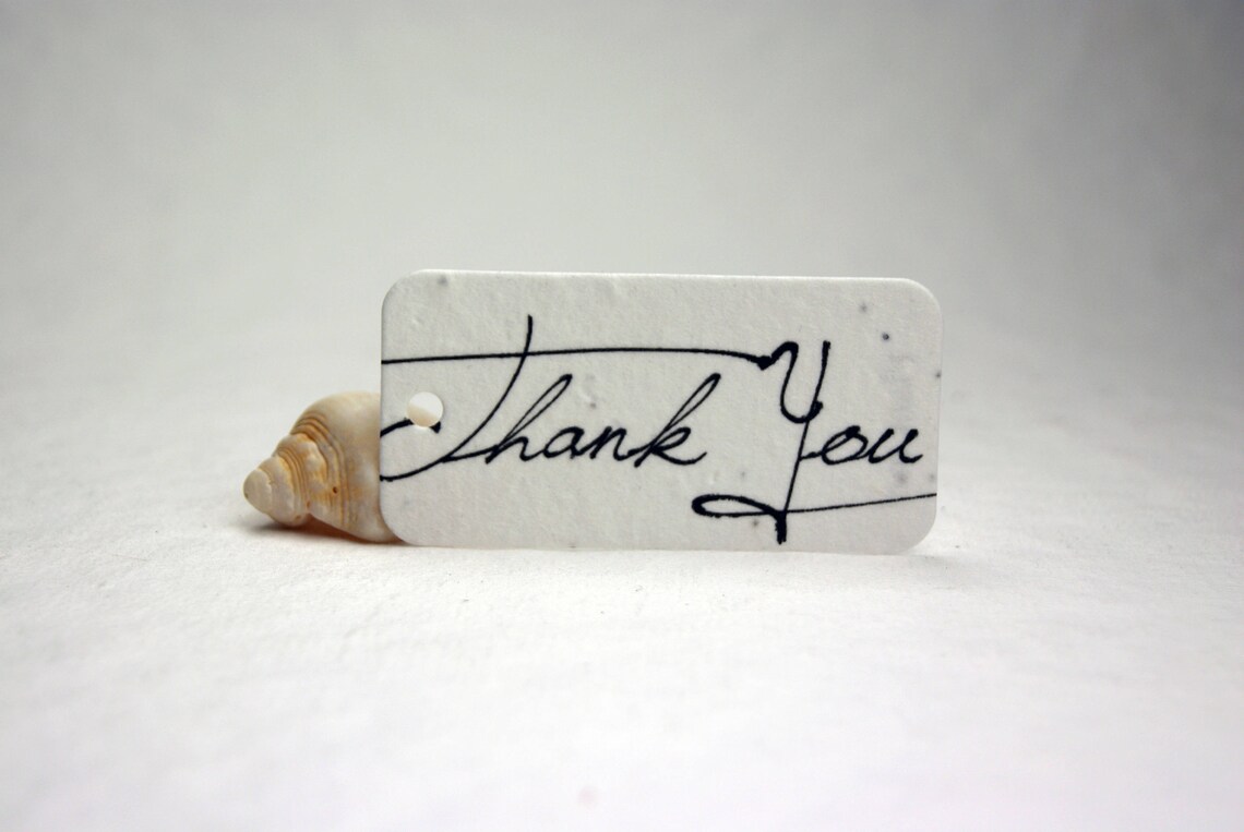 Wildflower Seed Paper - Rounded Hang Tag - BW Calligraphy Variations ...