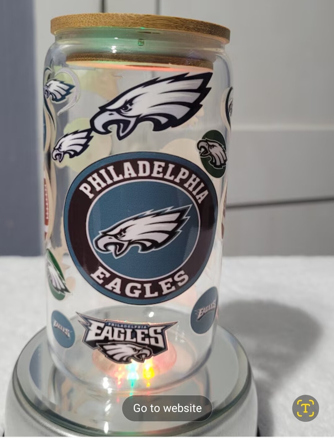 Philadelphia Eagles Glass Libby Cup 16 oz. Bamboo Lid, Straw, Durable ...