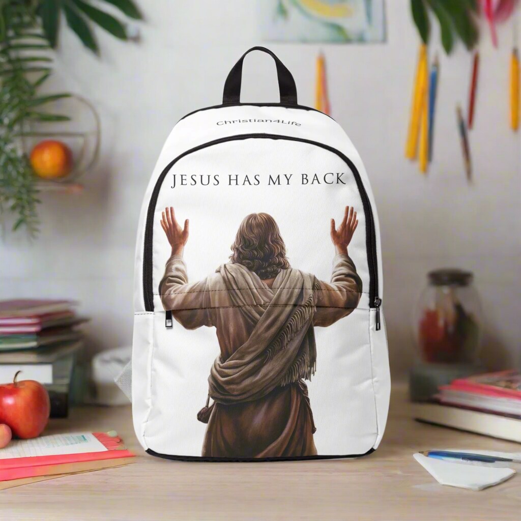 "Jesus Has My Back" Christian Backpack (white) | MakerPlace by Michaels