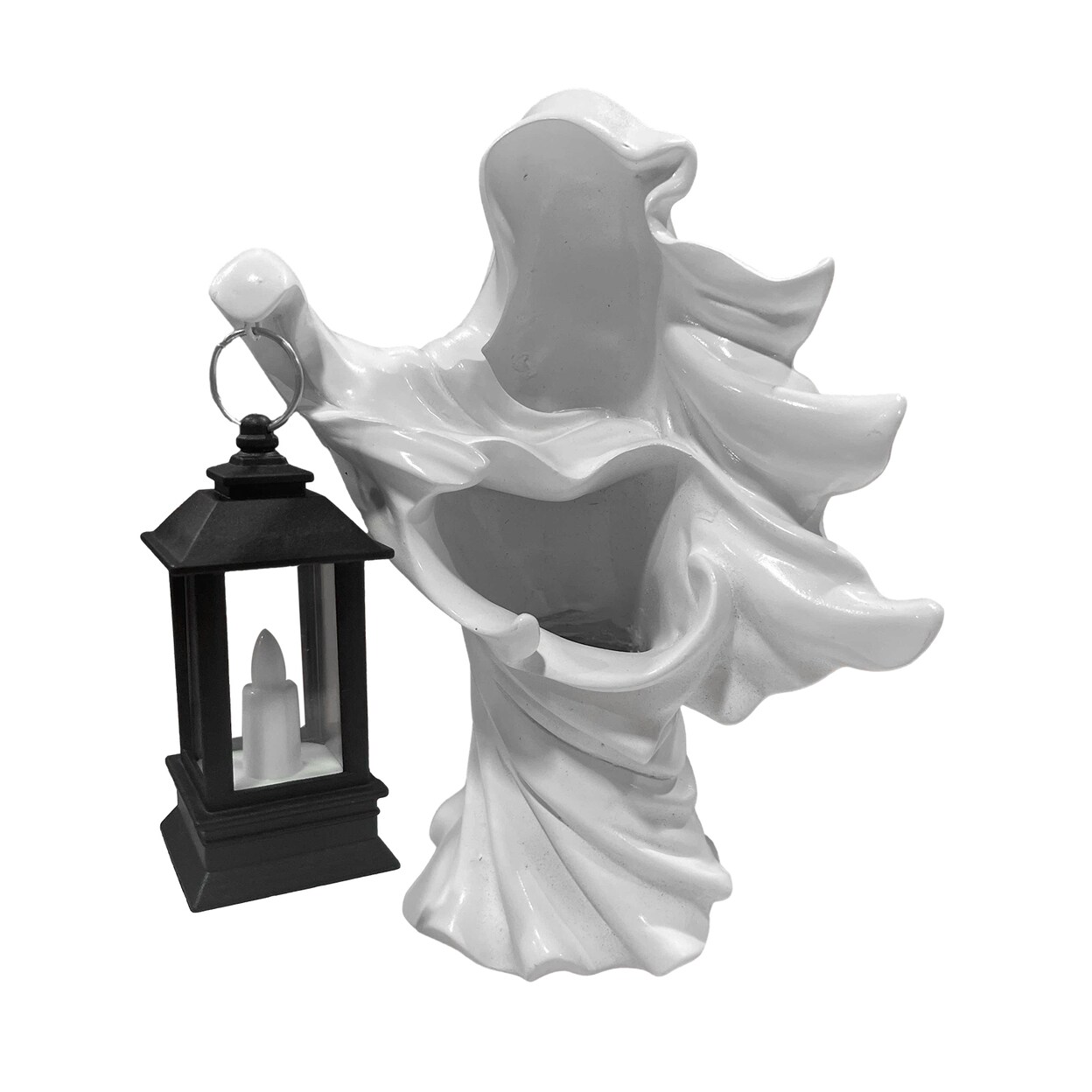 Halloween Hell Messenger Figurine With Lantern Black White Witch Ghost ...