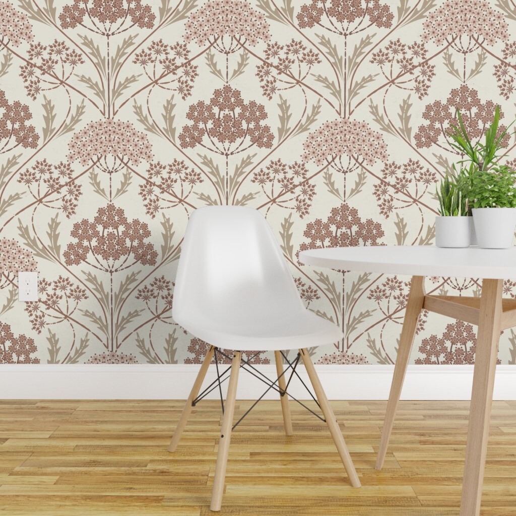 Peel & Stick Wallpaper 2FT Wide Monochromatic Rustic Floral Boho ...