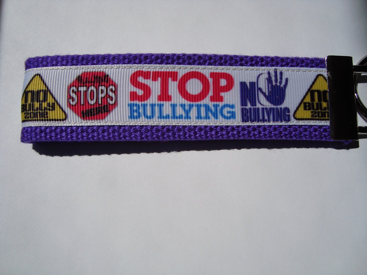 Stop Bullying Key Fob, Purple, Wristlet, Keychain, Backpack Clip ...