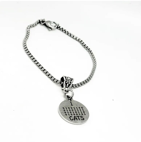 I Love Cats Charm Bracelet, Binary Code, CS Major, Girls In STEM ...