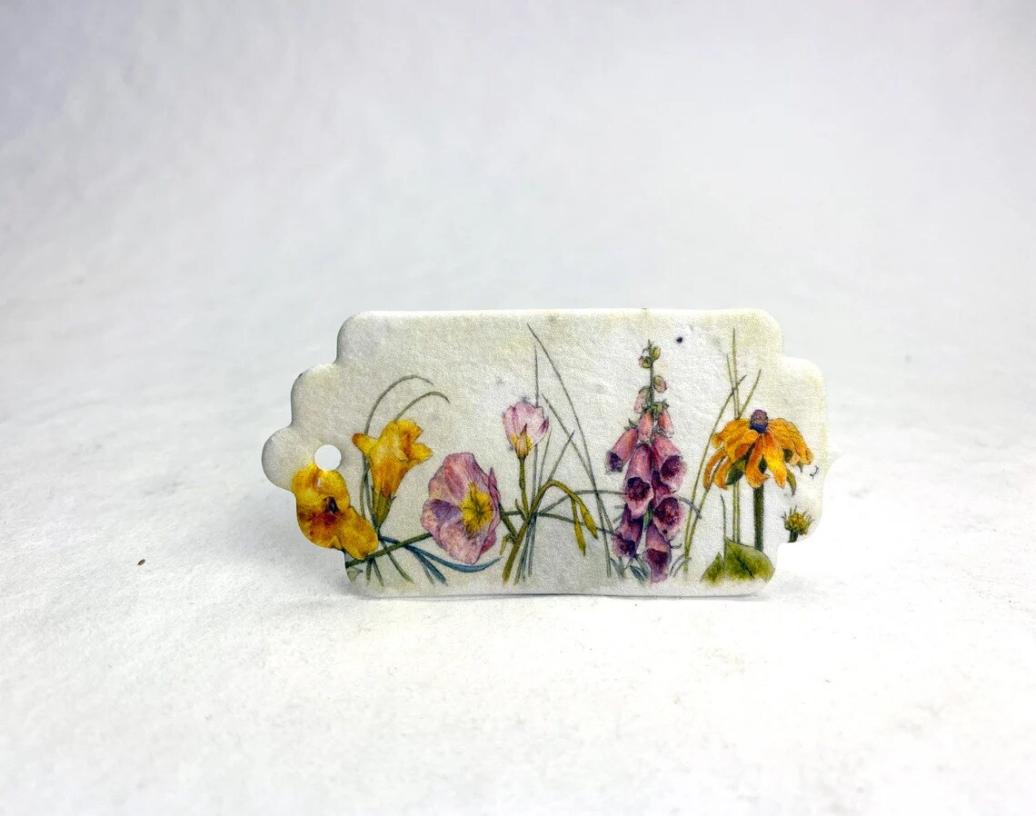 Wildflower Seed Paper Decorative Hang Tag - Printed Nature Variations ...
