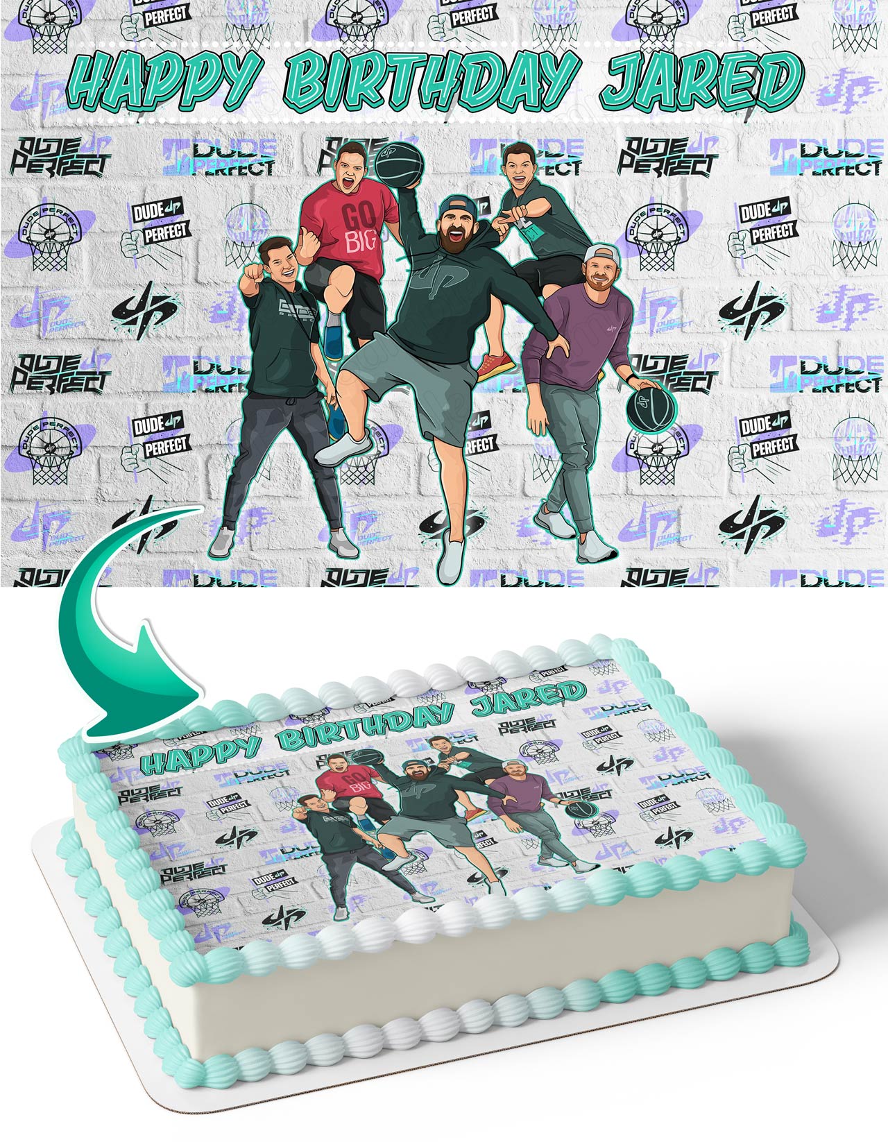 Dude Perfect Edible Cake Image Topper Birthday Cake Sheet | MakerPlace ...