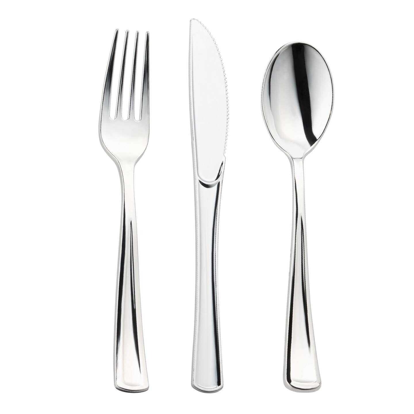 Shiny Metallic Silver Plastic Cutlery Combo Set (120 Guests) | Michaels