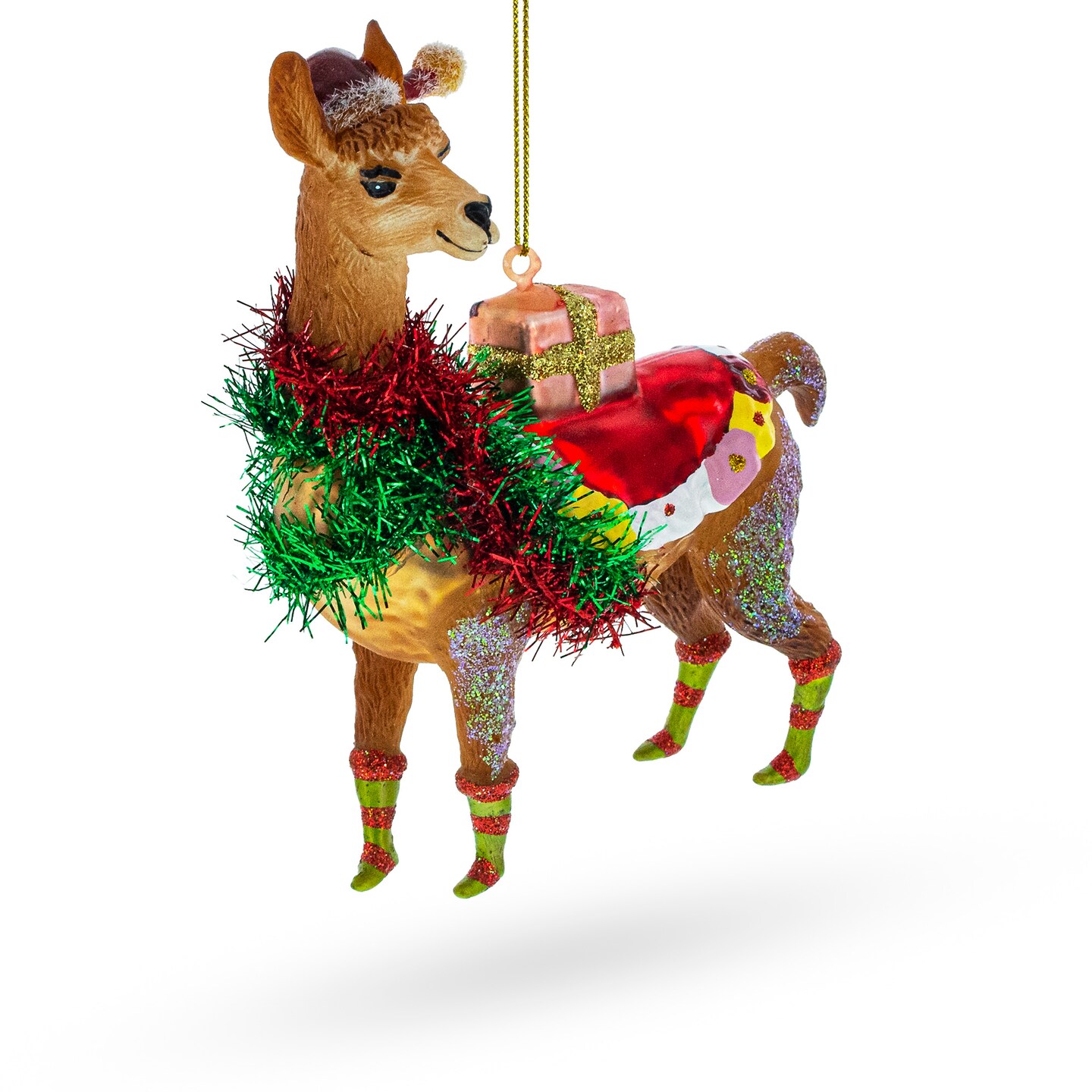 Festive Lama with Gifts Blown Glass Christmas Ornament | Michaels