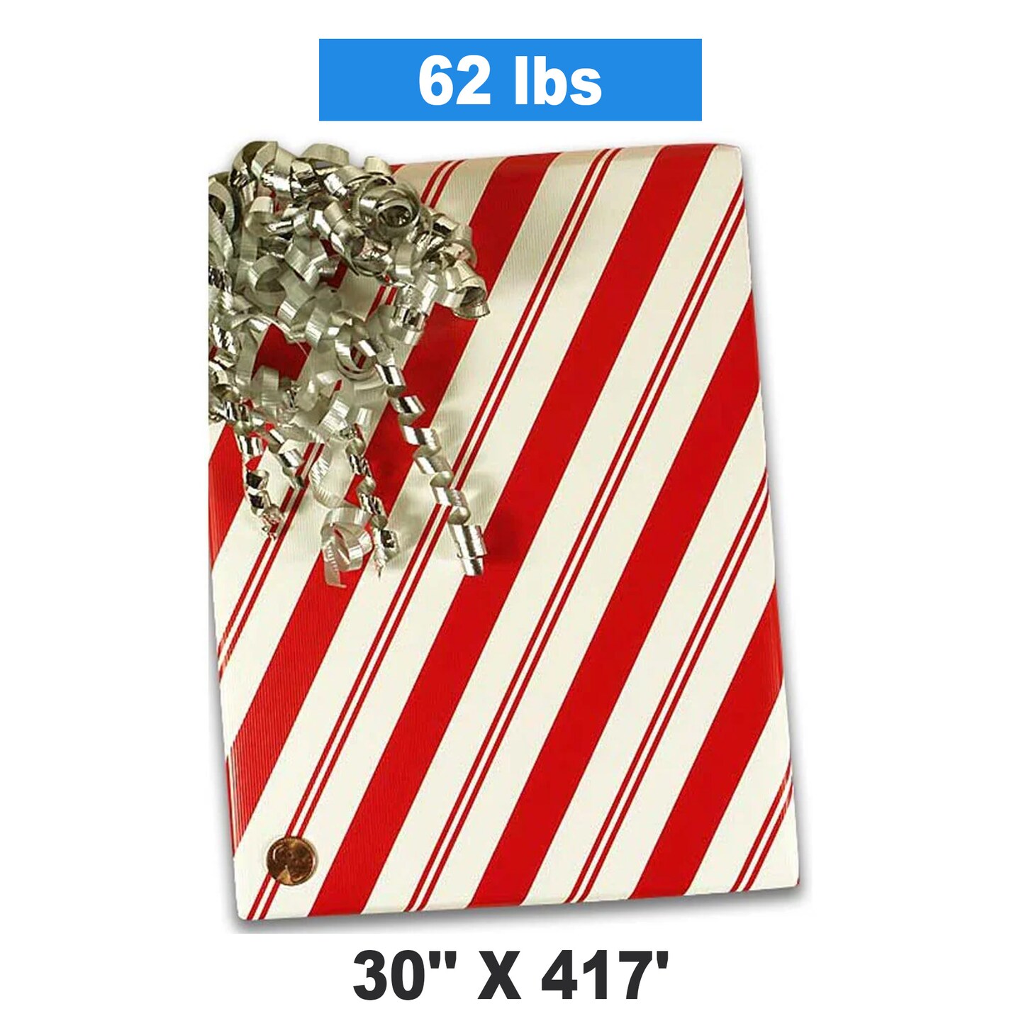 Striped Christmas Wrapping Paper Diagonal Peppermint Stripe 30''x417 ...