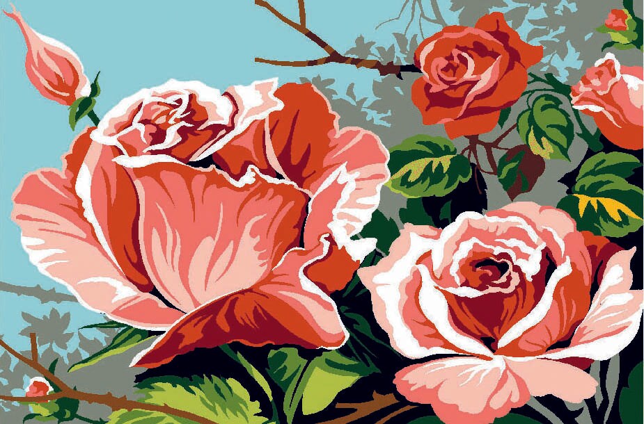 Needlepoint canvas for halfstitch without yarn Roses SEU928.339 Seg De ...