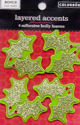 Colorbok Holly Leaves Glitter Layered Accent Stickers | Michaels