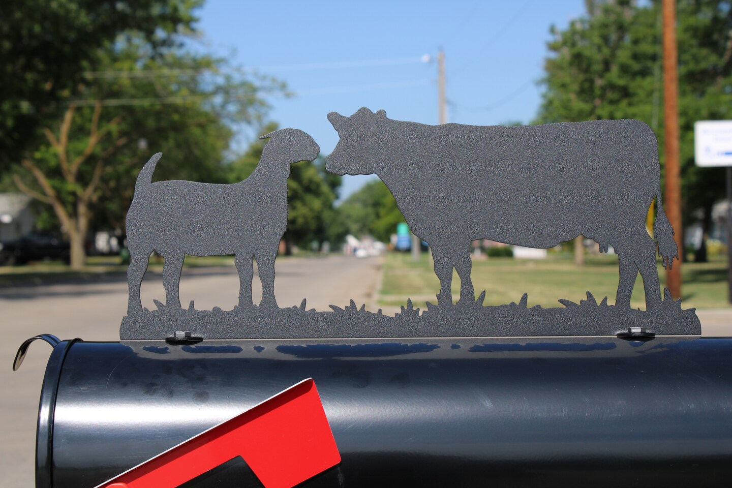 Cow and Goat Metal Mailbox Topper 6.5 Inches Tall - Does Not Include a ...