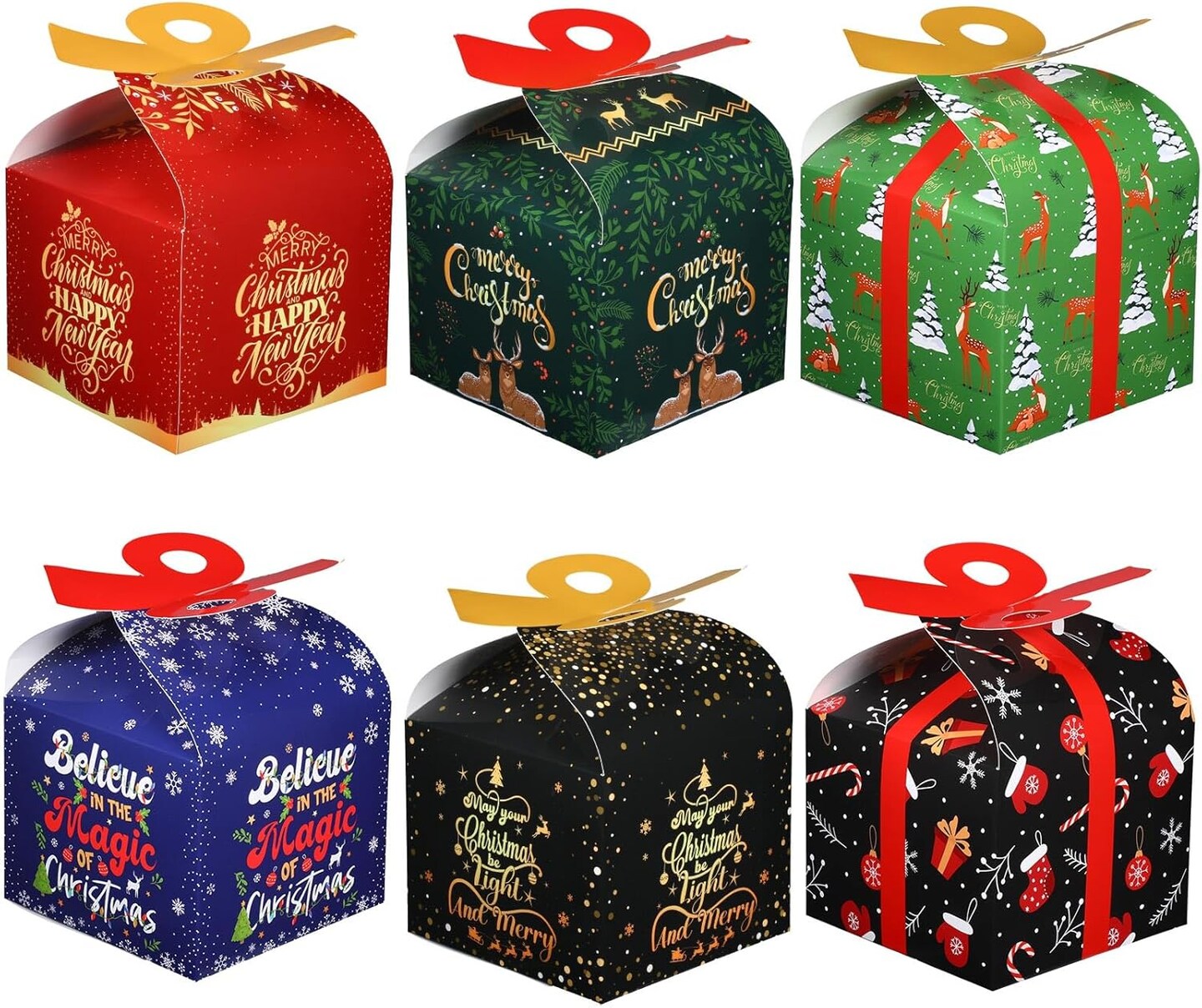 Bow 3D Xmas Gift Boxes Merry Christmas Candy Boxes for Xmas Theme ...