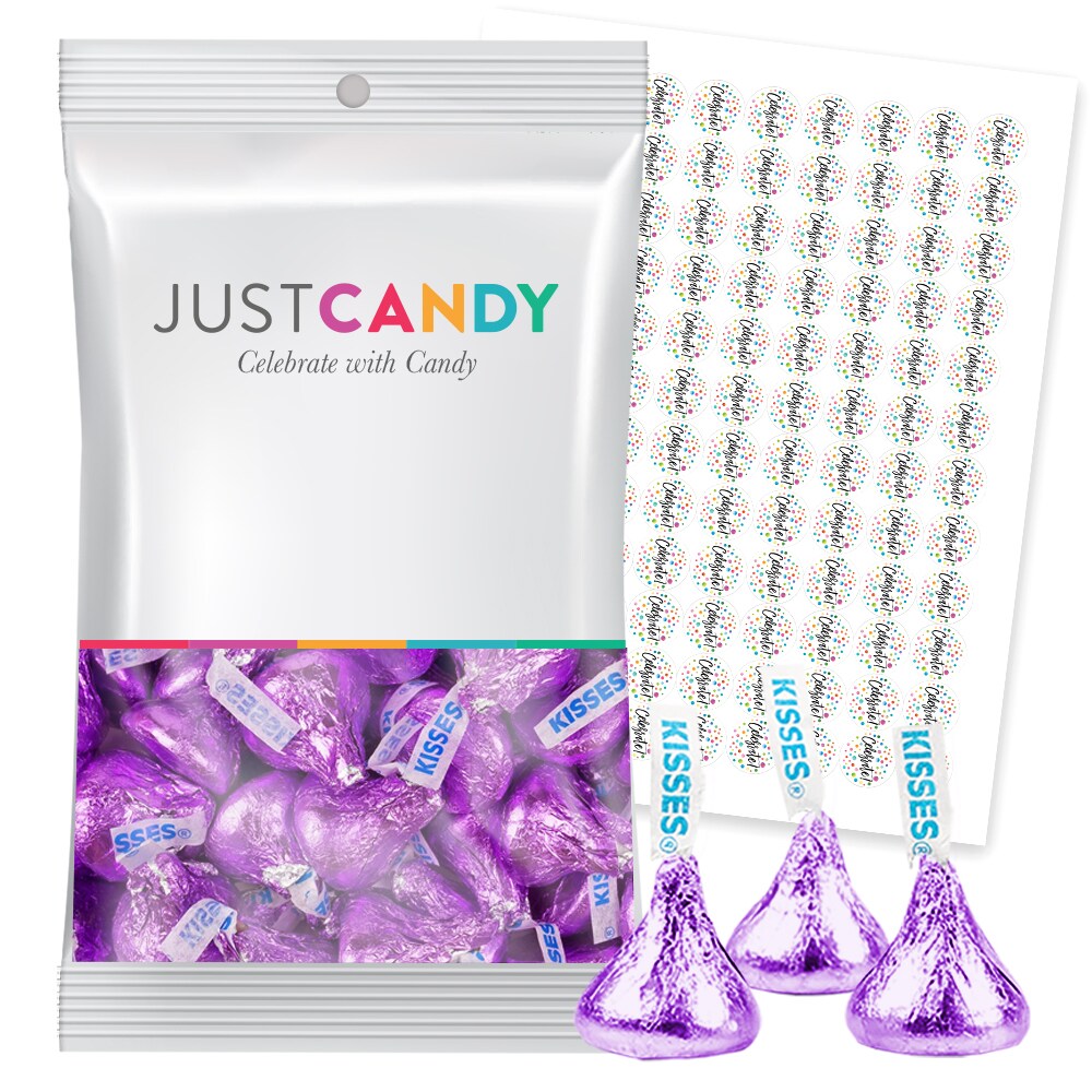 Purple Foiled Milk Chocolate Kisses Candy With Celebrate Stickers by Just Candy | Michaels