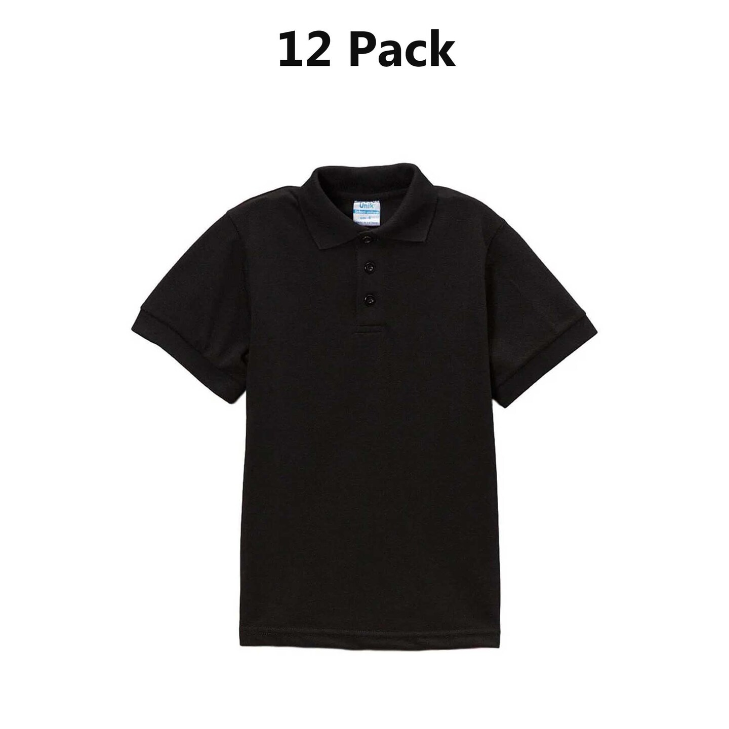 Boys Uniform Polo Shirt, Size: 16 Years, Color: Black, Count: Pack 12 ...