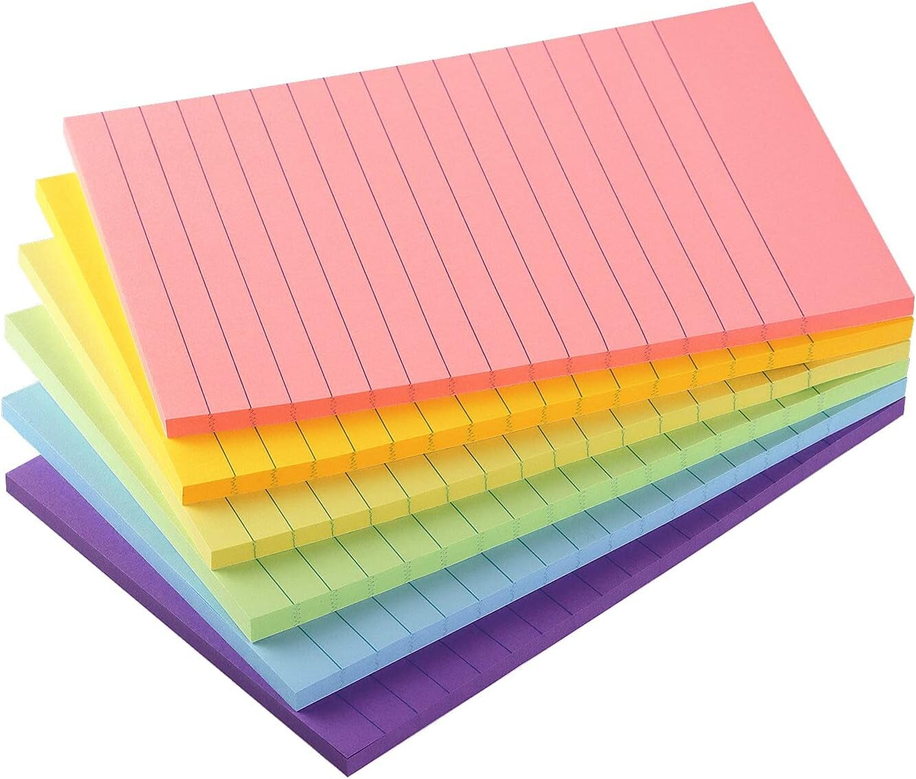 6 Pads Lined Sticky Notes with Lines 4X6 Self-Stick Notes 6 Pastel ...