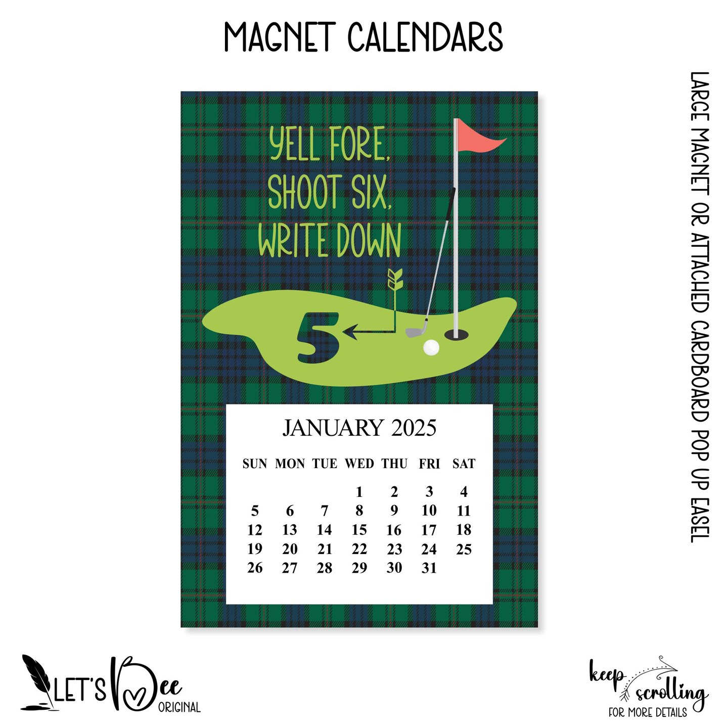 2025 Golfers Fridge Magnet Calendar, Funny Golf Calendar, Yell Fore ...
