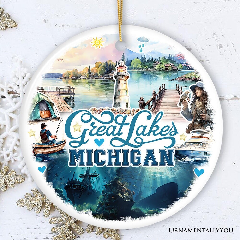 Artistic Great Lakes Michigan State Ornament, Ceramic Landscapes and ...