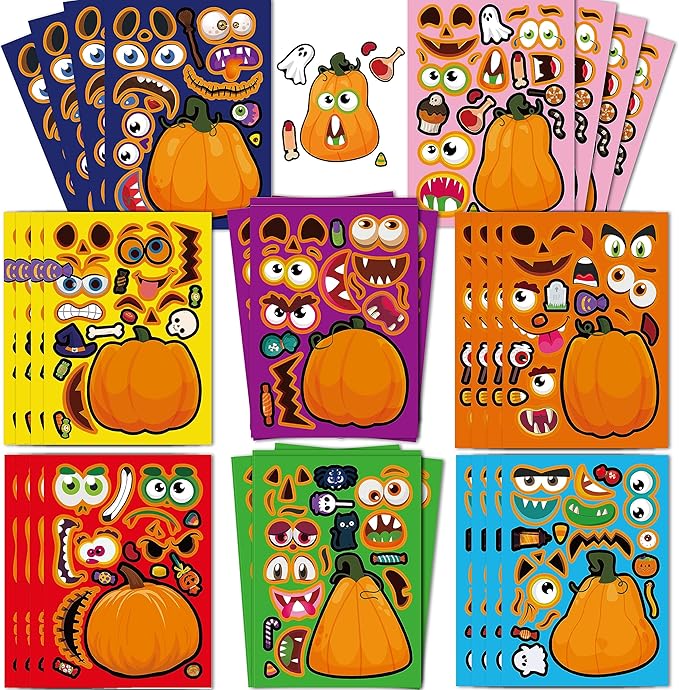Halloween Pumpkin Craft Stickers,DIY Make Your Own Pumpkin Face Party ...