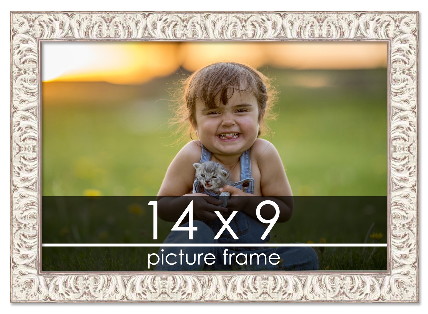 14x9 Refined White Picture Frame - UV Acrylic, Foam Board Backing ...