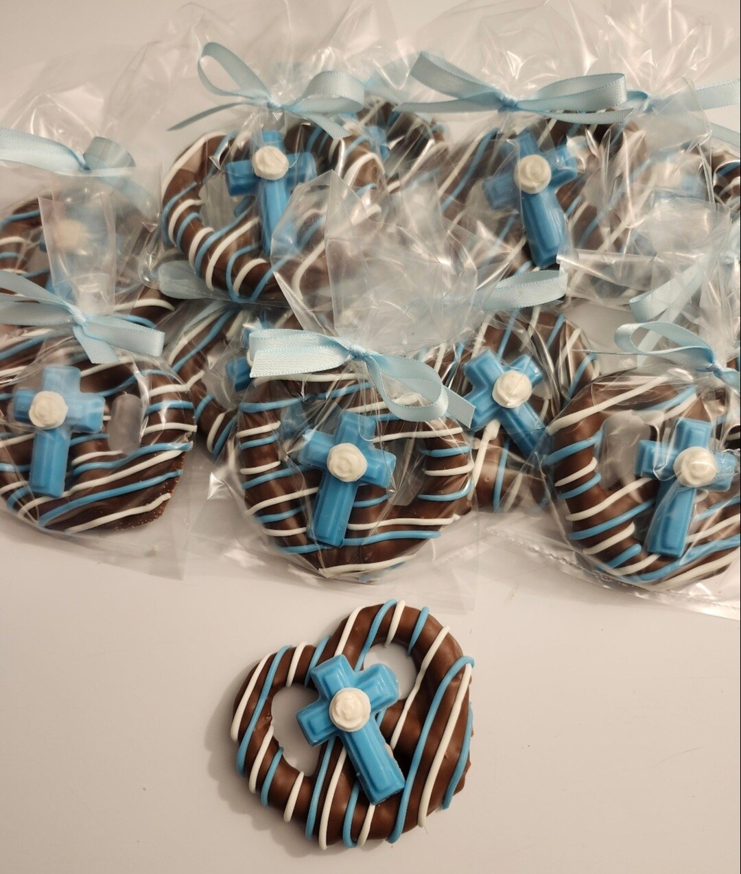 Chocolate Covered Pretzel with Cross Christening Baptism Communion ...