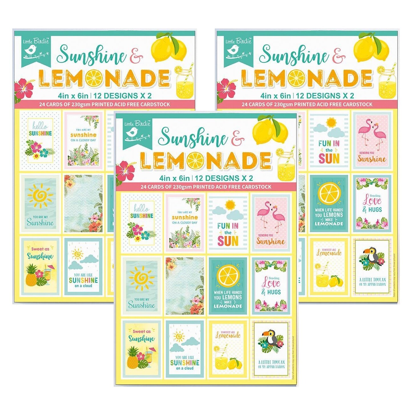 Pack of 3 - Little Birdie Journaling Cards4"X6" 24/Pkg-Sunshine & Lemonade | Michaels