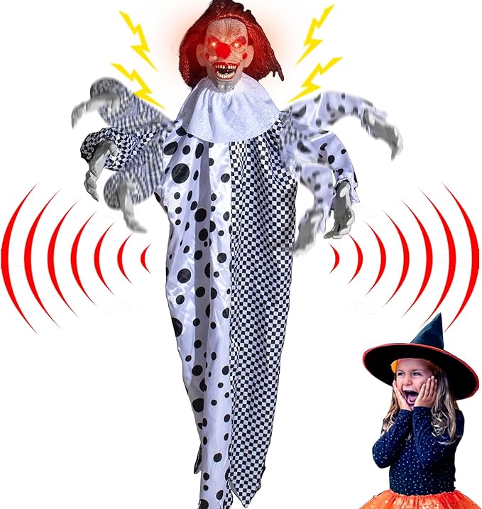 Activated Sensor Light Up Halloween Hanging Animated Zombie Talking ...