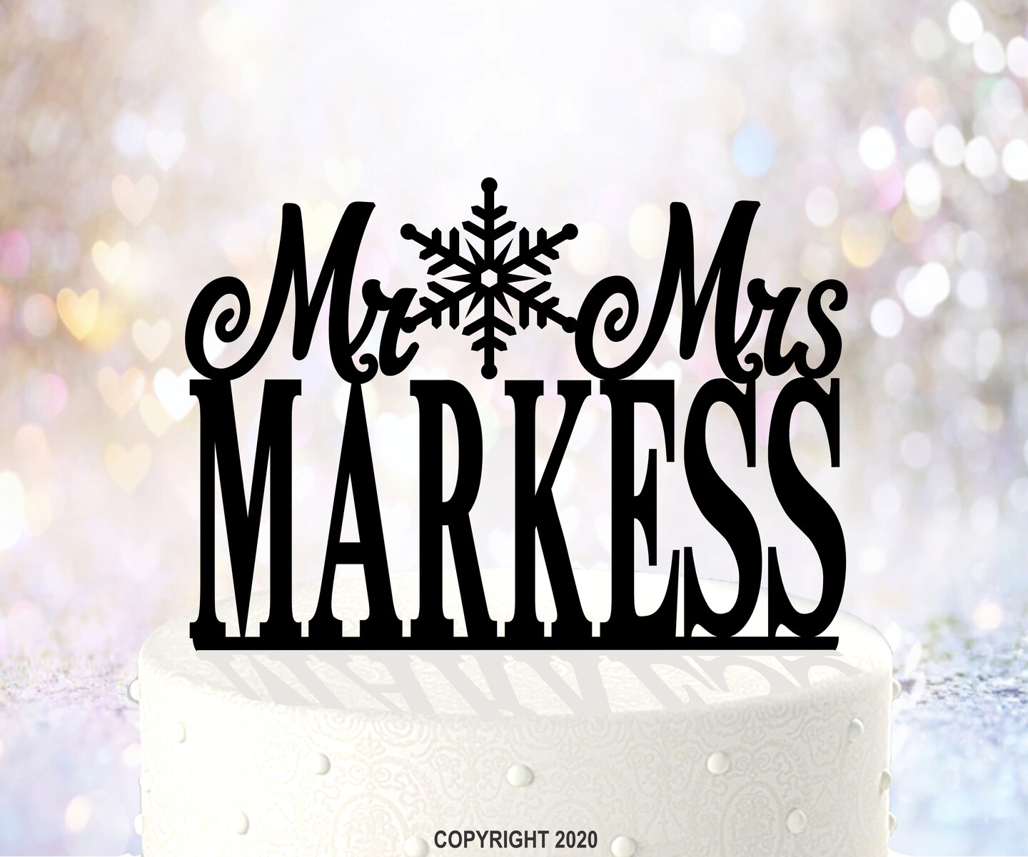 Winter Wedding Cake Topper, Elegant Name and Wedding Date | Acrylic ...