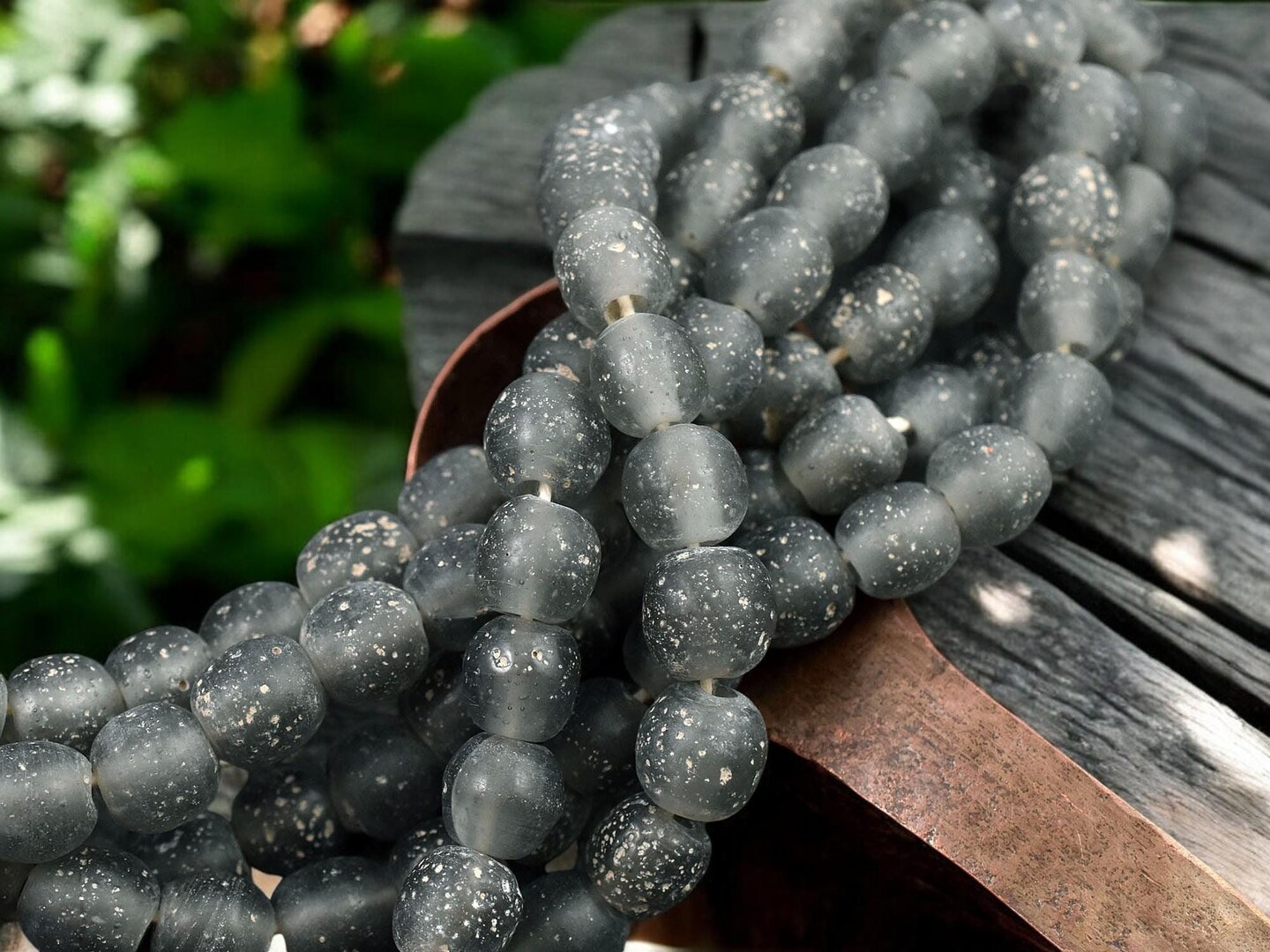 Slate Blue Pompeii Round Beads (24" Strand) Indonesian Glass Beads ...