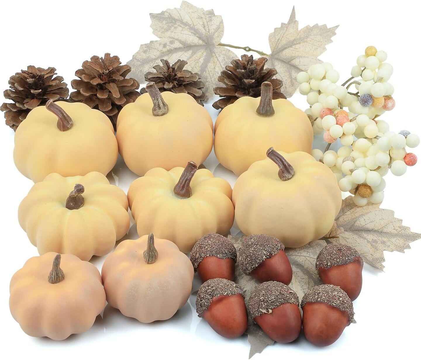 24 PCS Pumpkin Decor Set with Acorns Pinecones | Michaels
