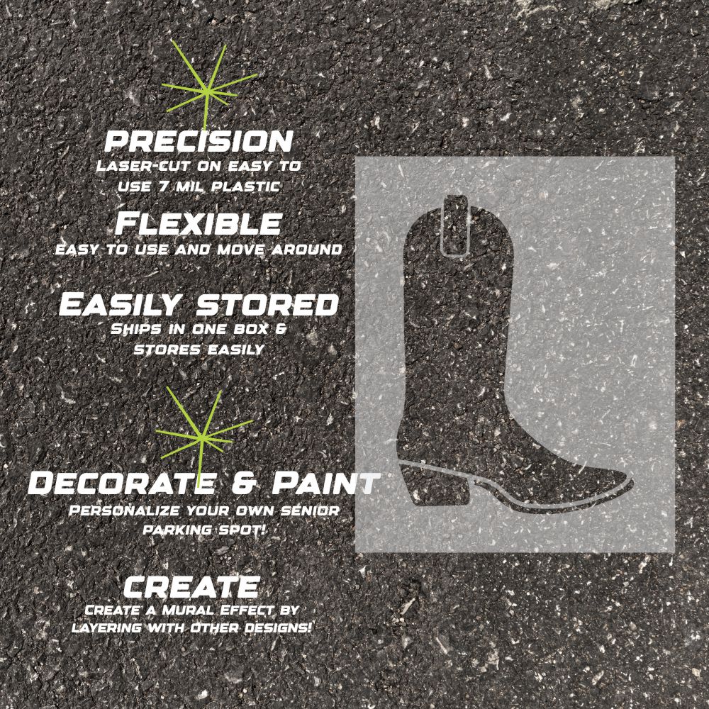 Cowboy Boot Parking Space Stencil | High School Senior Parking Spot ...
