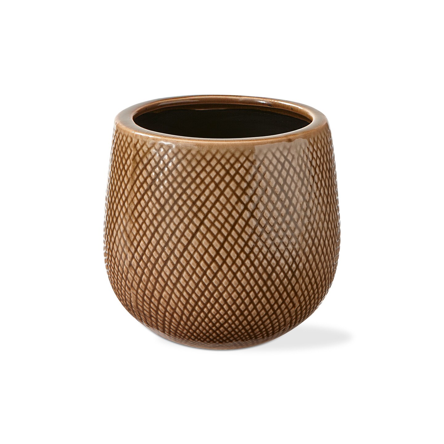 Cross Hatch Planter Small Taupe Glazed Stoneware 6.1L x 6.1W x 5.7H ...