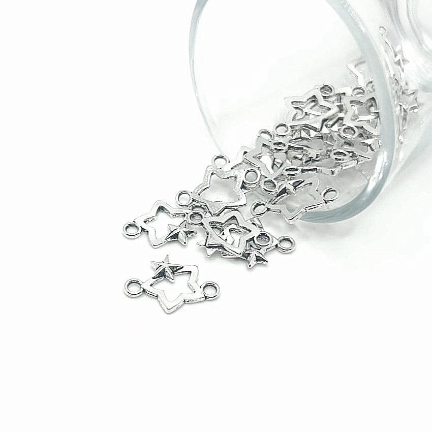1, 4, 20 or 50 Pieces: Celestial Silver Star Connector Charm | Michaels