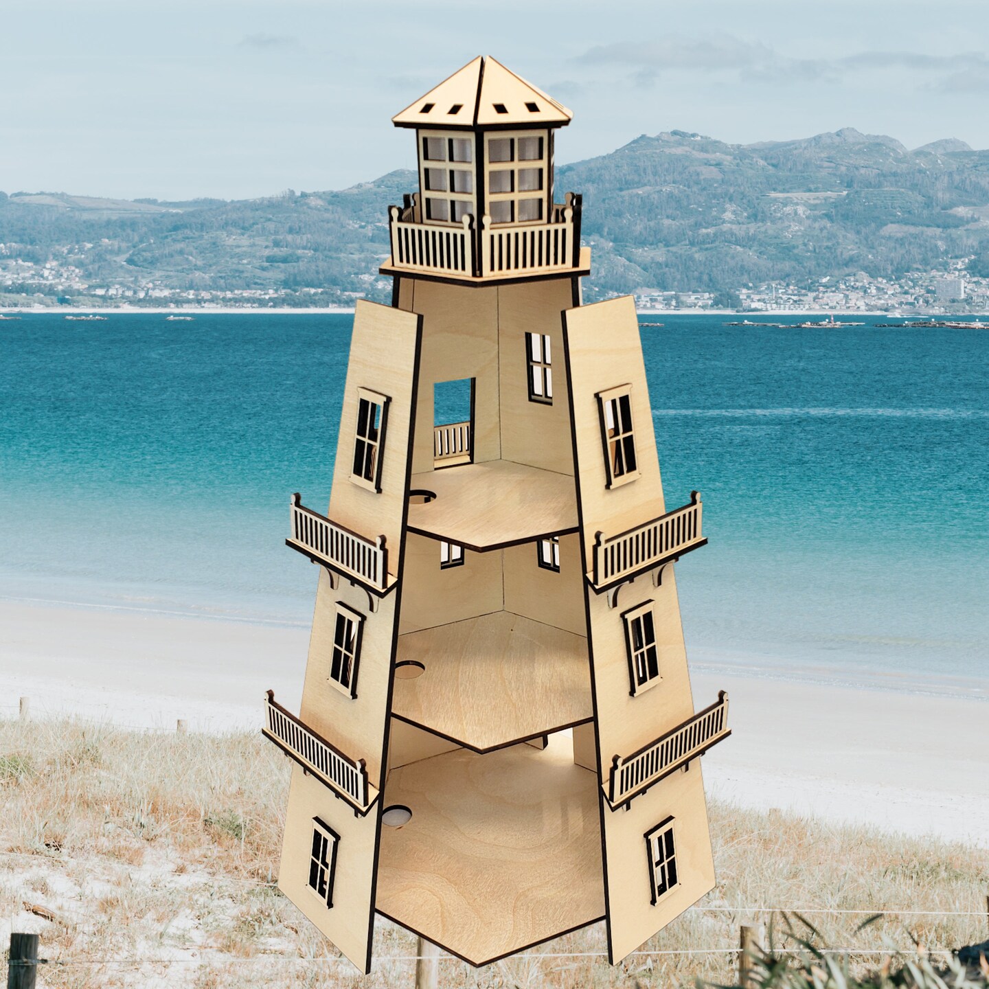 Dollhouse Lighthouse (LARGE 14.5") with LED Beacon Light - 2 Removable ...
