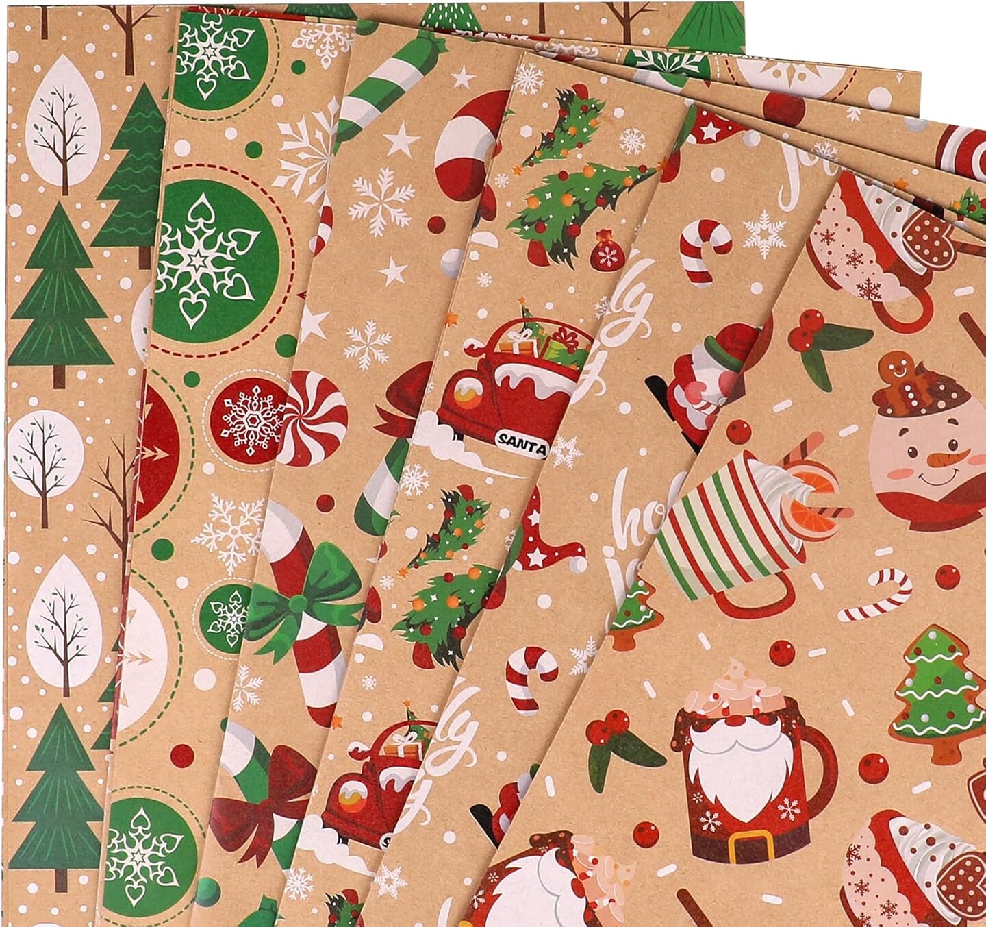 12PCS Christmas Wrapping Paper, Vintage Christmas Gift Paper(45 Sq. Ft ...