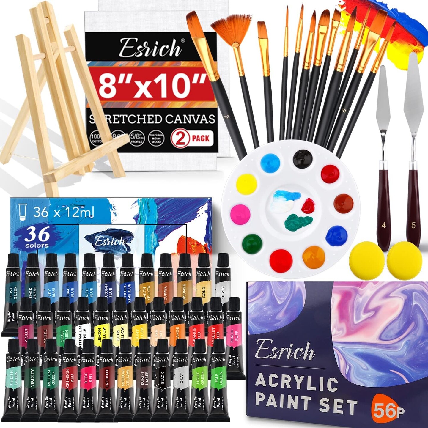 Acrylic Paint Set,56 PCS Professional Painting Supplies with Paint ...