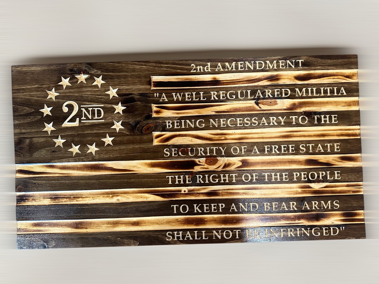 Patriotic 2nd Amendment Flag Rustic Carved Wood, 1776 Design ...