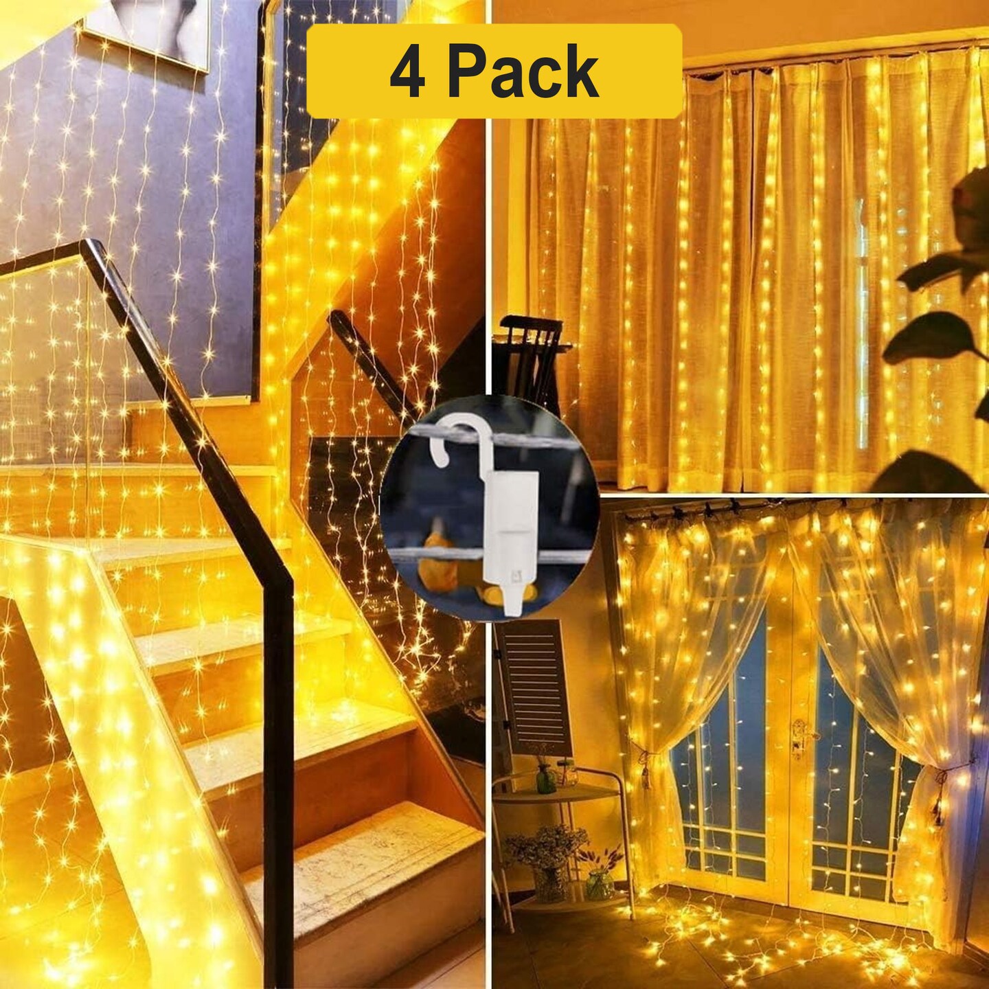 USB Rainbow Fairy Curtain Lights — 300 LEDs, Remote Control, 10 Strands ...