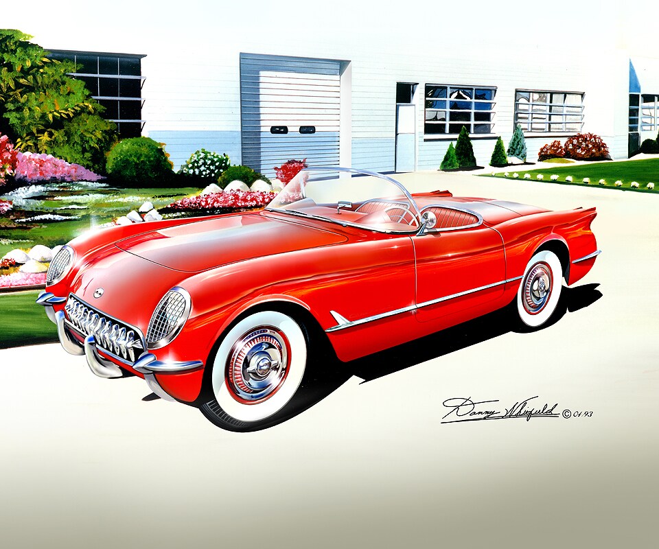 1954-1955 C1 Chevrolet Corvette Convertible - Gypsy Red - Art Print by ...