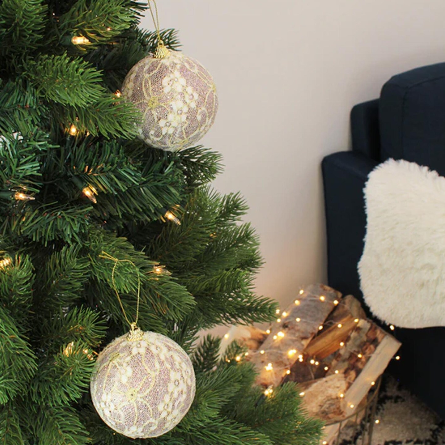 10cm Ball With Lace Flower Accents 2 Pcs | Michaels